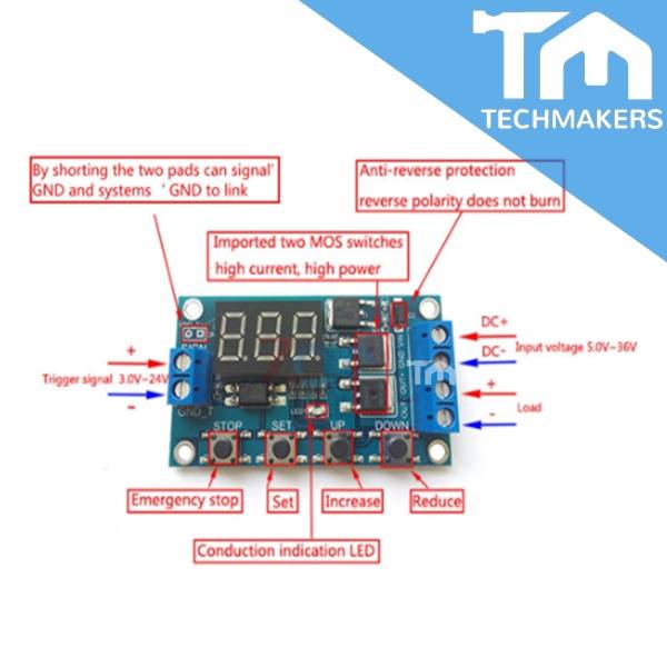 HW-516 DC 12V 24V LED Time Delay Relay Trigger Cycle Timer Switch Module HW-516 DC 12V 24V LED Time Delay Relay Trigger Cycle Timer Switch Module