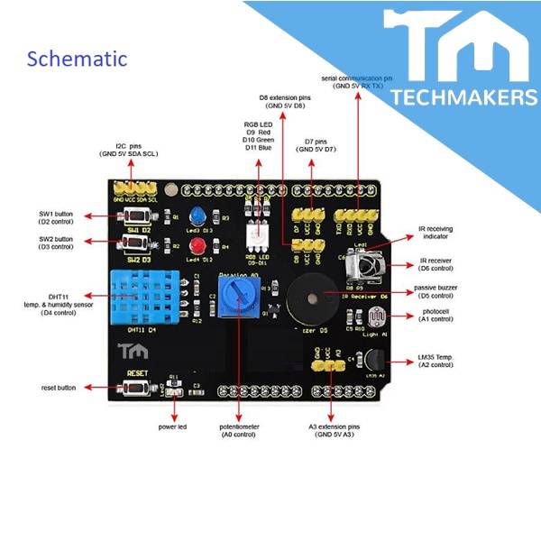 9 In 1 Arduino Uno Sheild Also Work For Mega Multi Function Expansion Shield Learning Kit