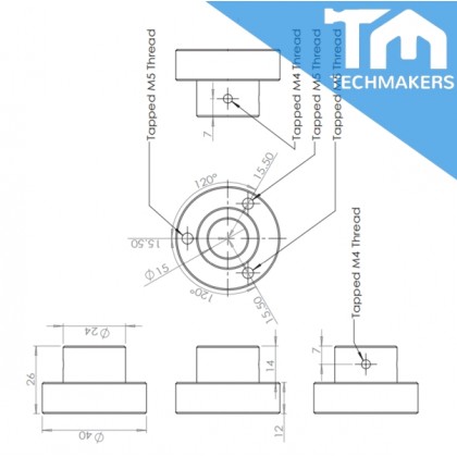 Metal Key Hub - 15mm